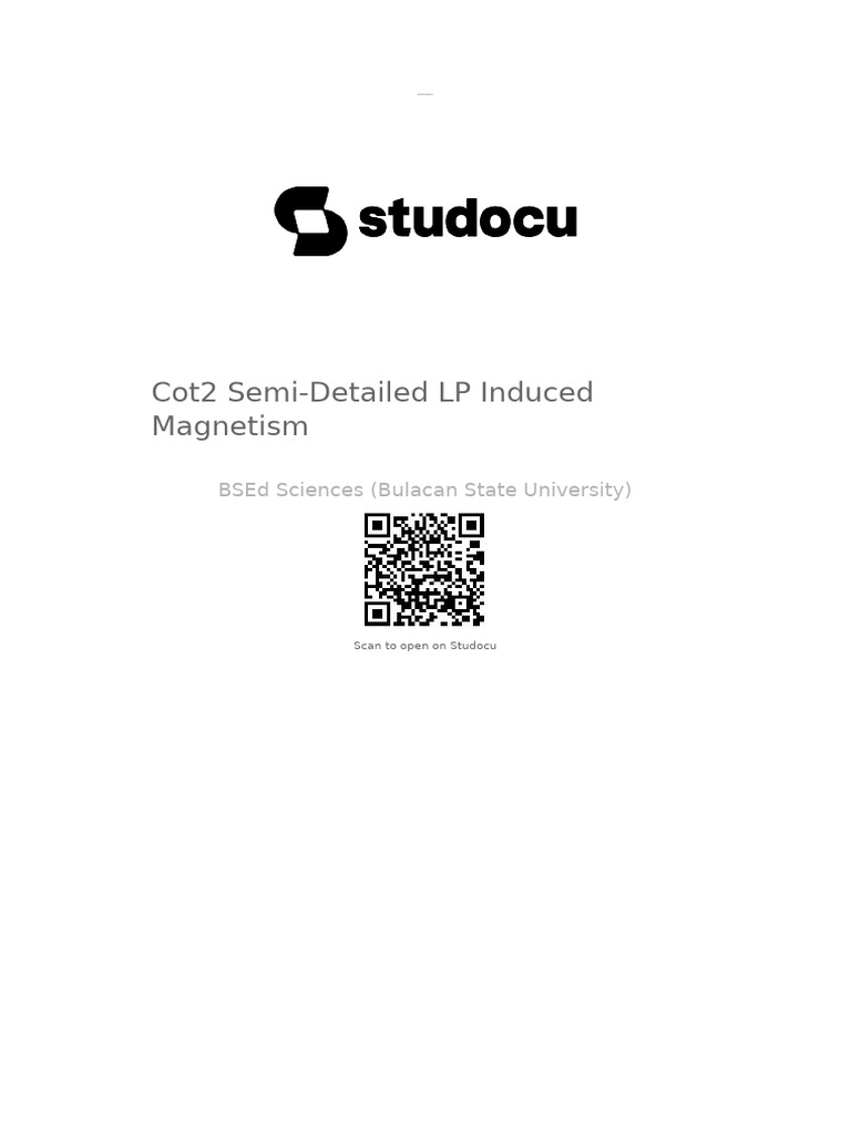 Cot2 Semi Detailed LP Induced Magnetism | PDF | Magnetism | Cognition