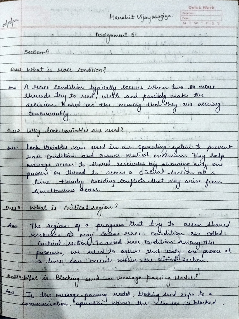 Harshit Vijayvargiya OS Assignment 3rd | PDF