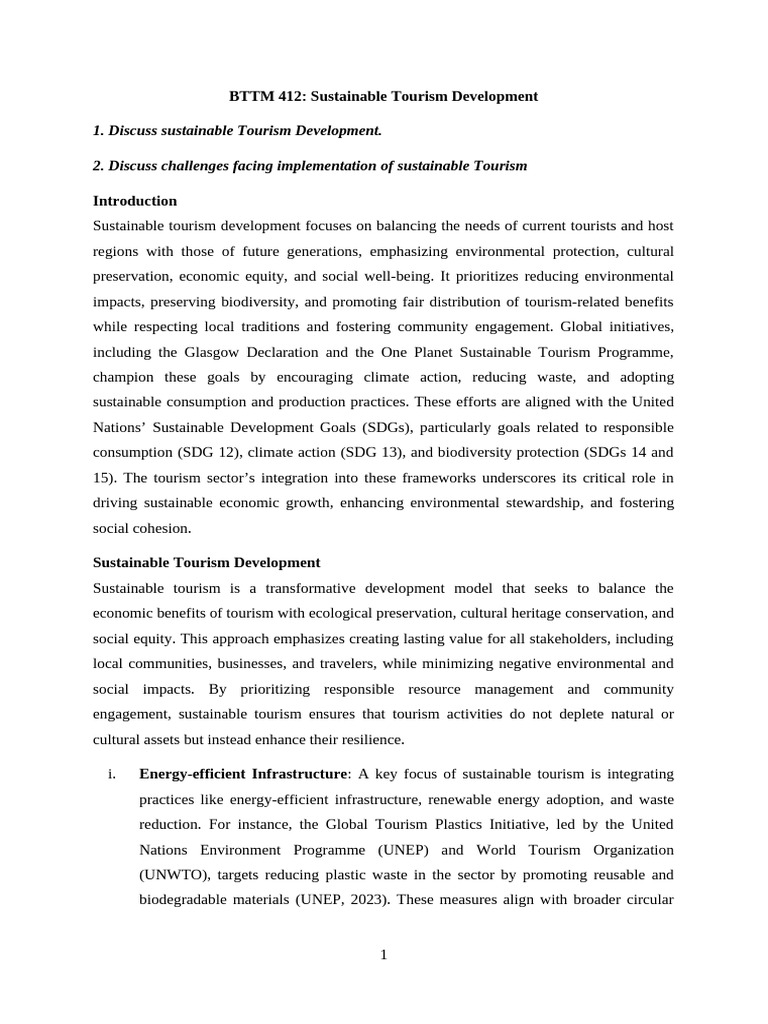 Sustainable Tourism Development | PDF | Sustainability | Climate Change ...