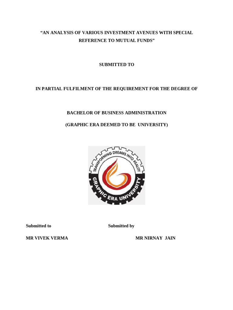 Nirnay Jain FRP Report | PDF | Investment Fund | Investing