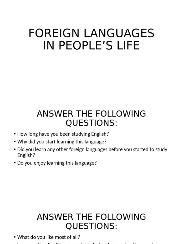 Importance of Foreign Languages in Life | PDF | English Language ...