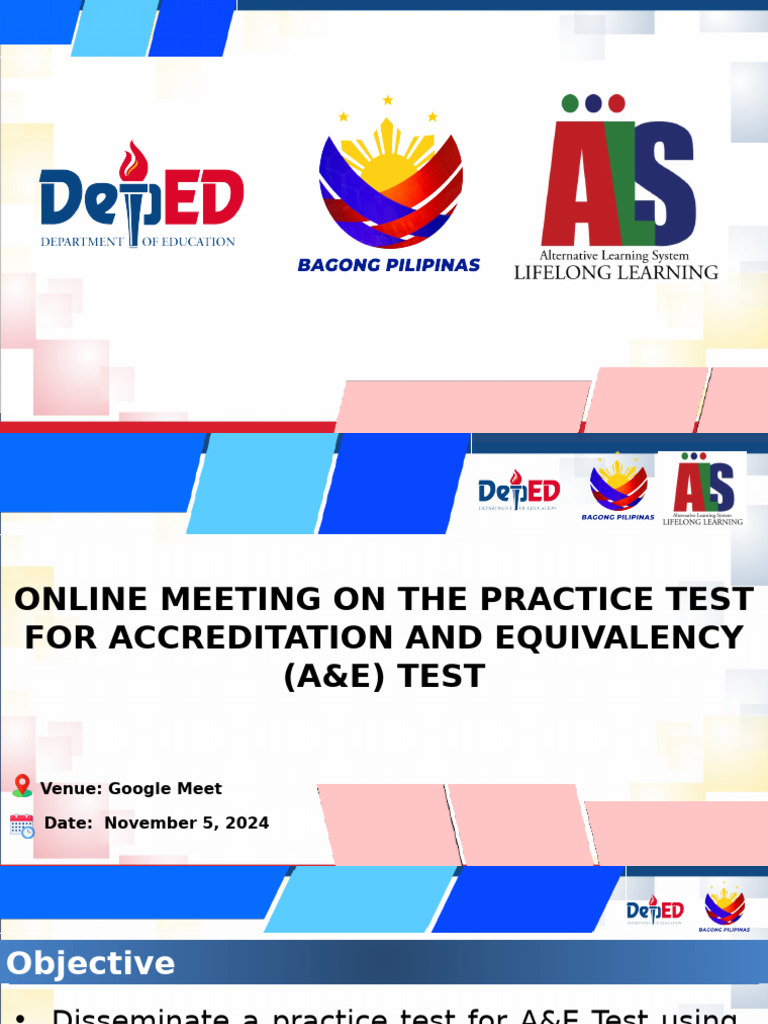A&E Test Practice Meeting Details | PDF