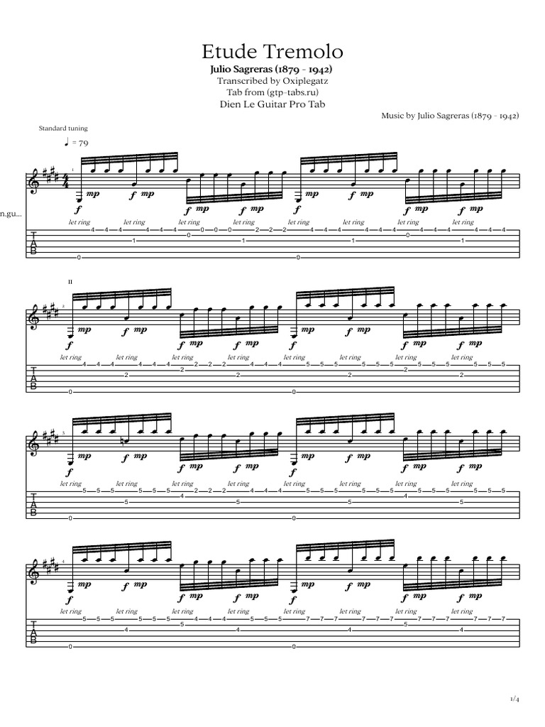 Sagreras Tremolo Etude Tab | PDF | Music Technology | European Musical ...