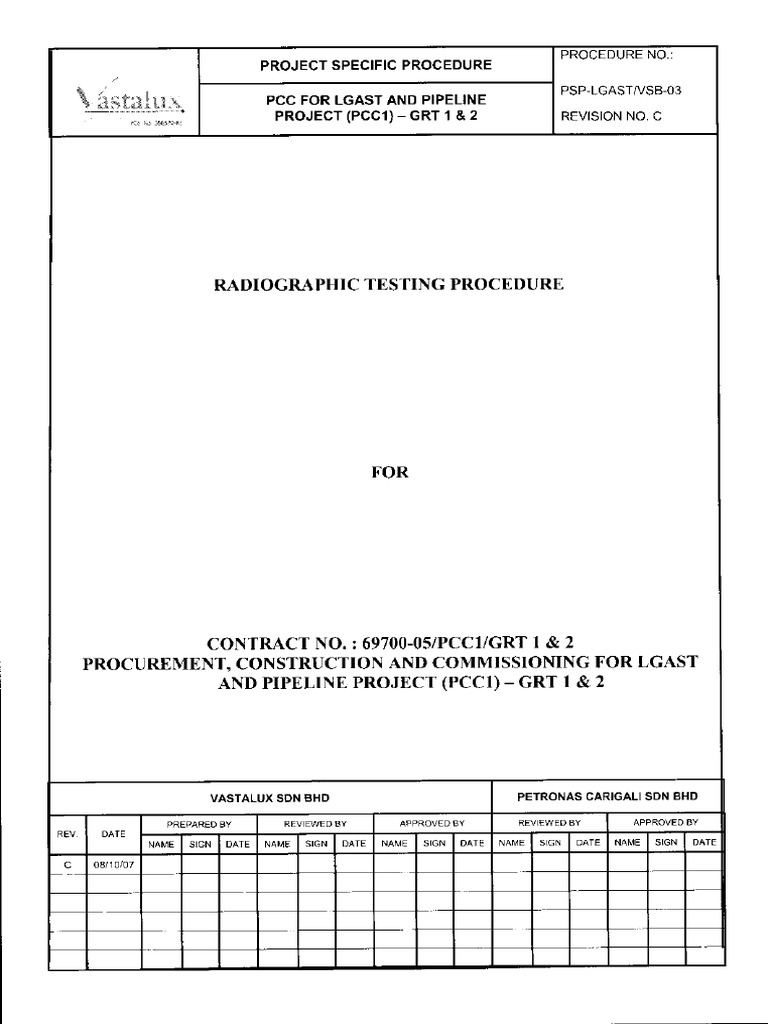 Radiographic Testing Procedure | PDF