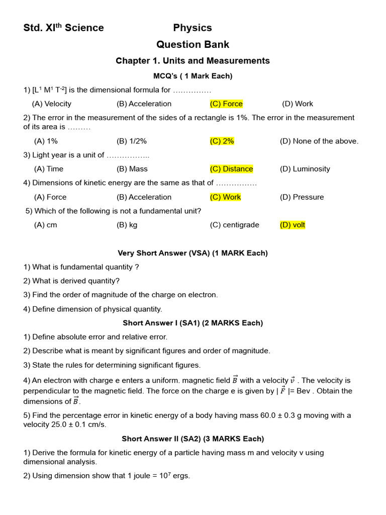 Class 11 Physics Question Bank | PDF | Deformation (Engineering) | P–N ...