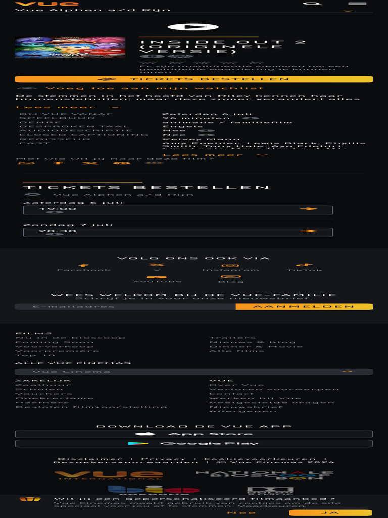 Inside Out 2 (Originele Versie) - Vue Cinemas 2 | PDF