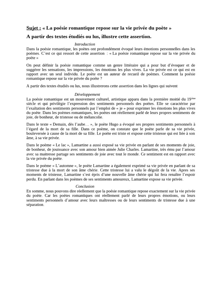 La vie privée dans la poésie romantique | PDF | Poésie | Amour