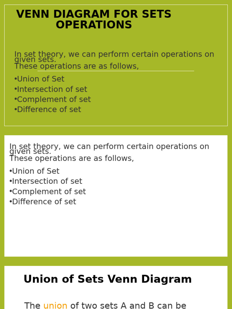 Venn Diagram For Sets Operations | PDF | Pet