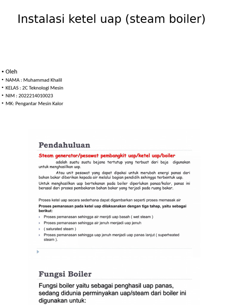 Instalasi Ketel Uap (Steam Boiler) Muhammad Khalil | PDF