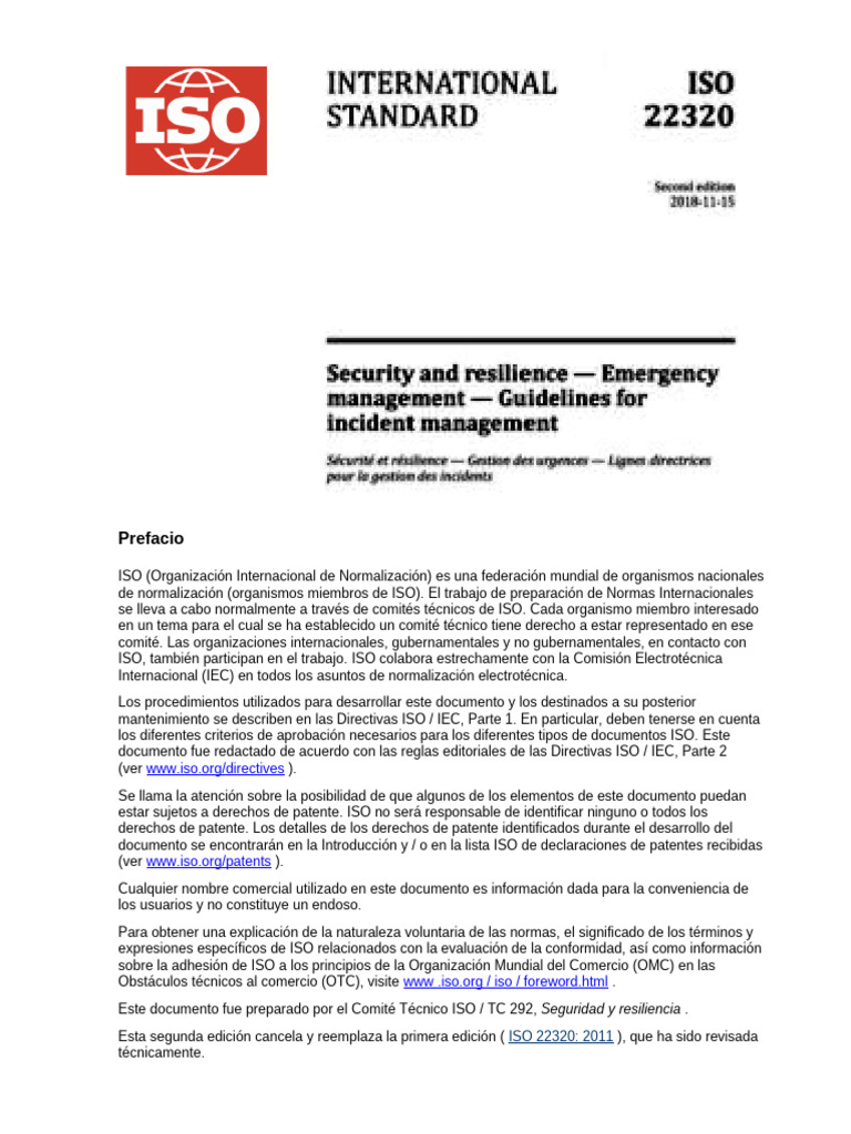 ISO 22320 - 2018 (Es) Seguridad y Resistencia - Gestión de Emergencias - Directrices para La ...