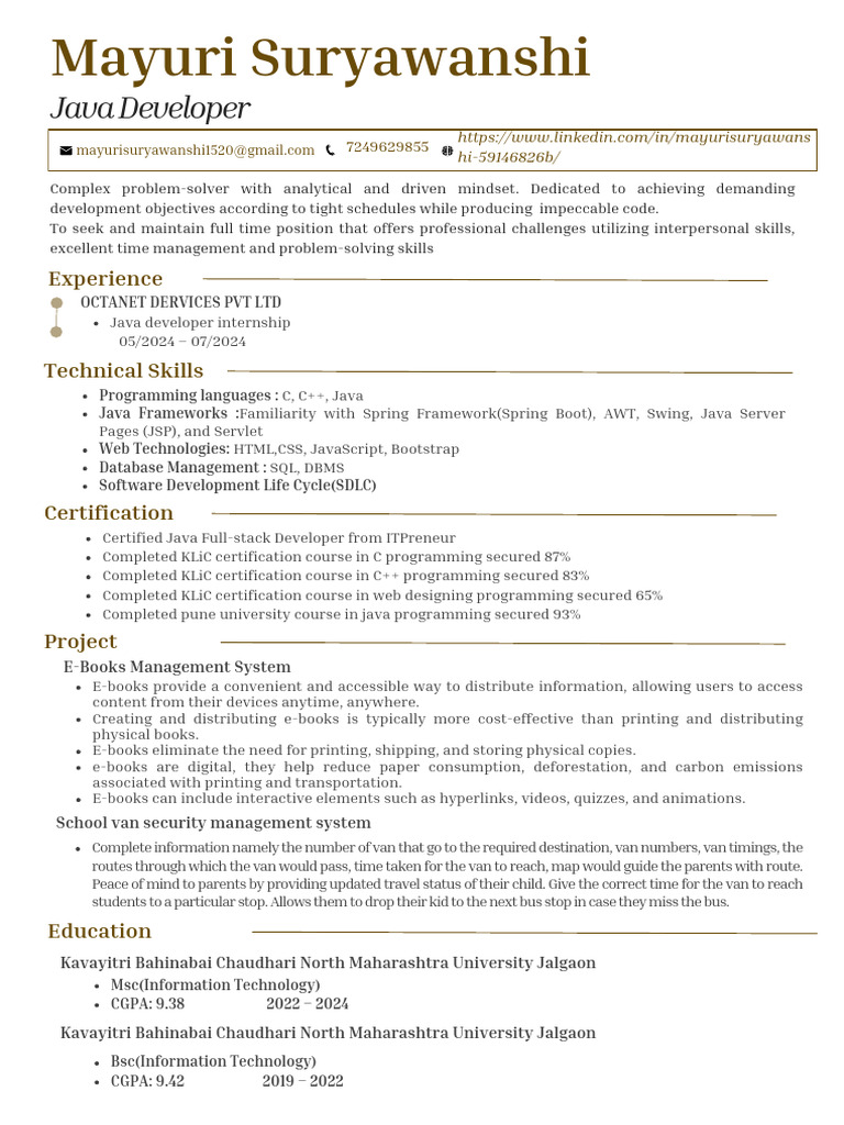 Associate Software Engineer - Mayuri Suryawanshi | PDF | Java (Programming Language) | World ...