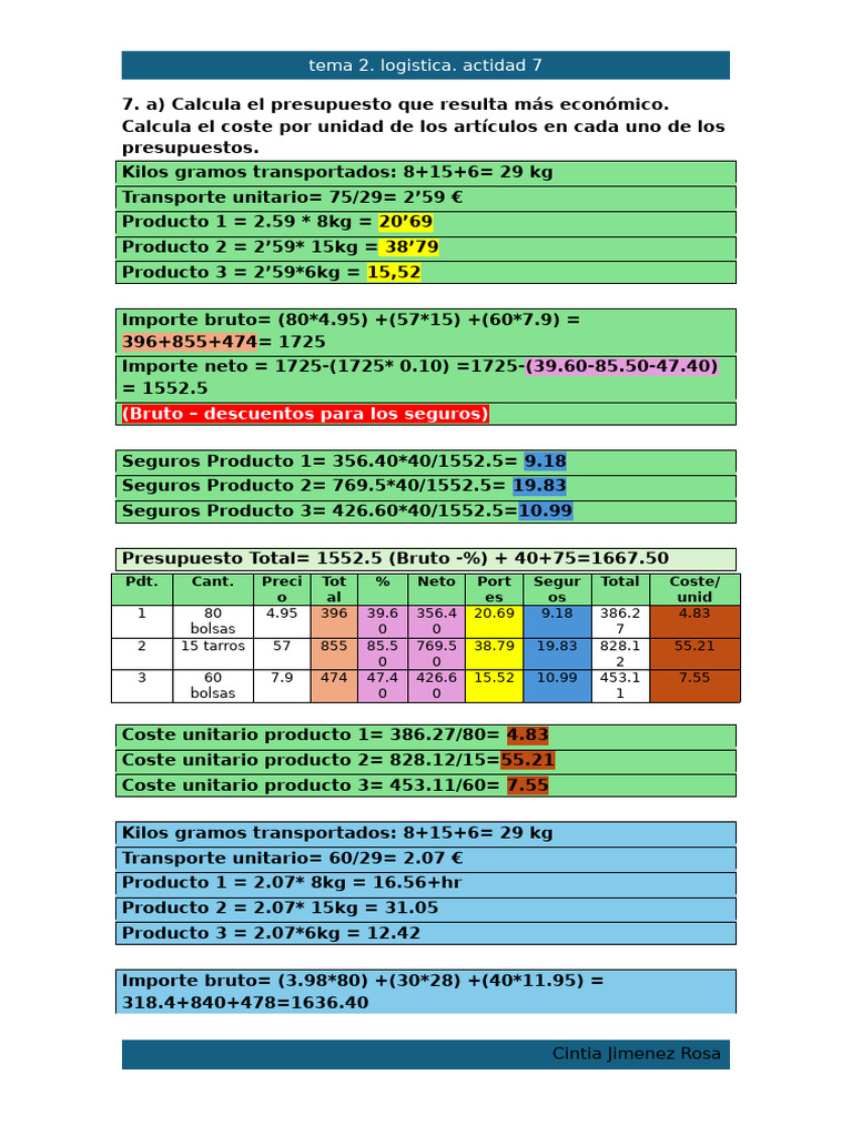 Actividad 7. Logistica. Tema 2 | PDF
