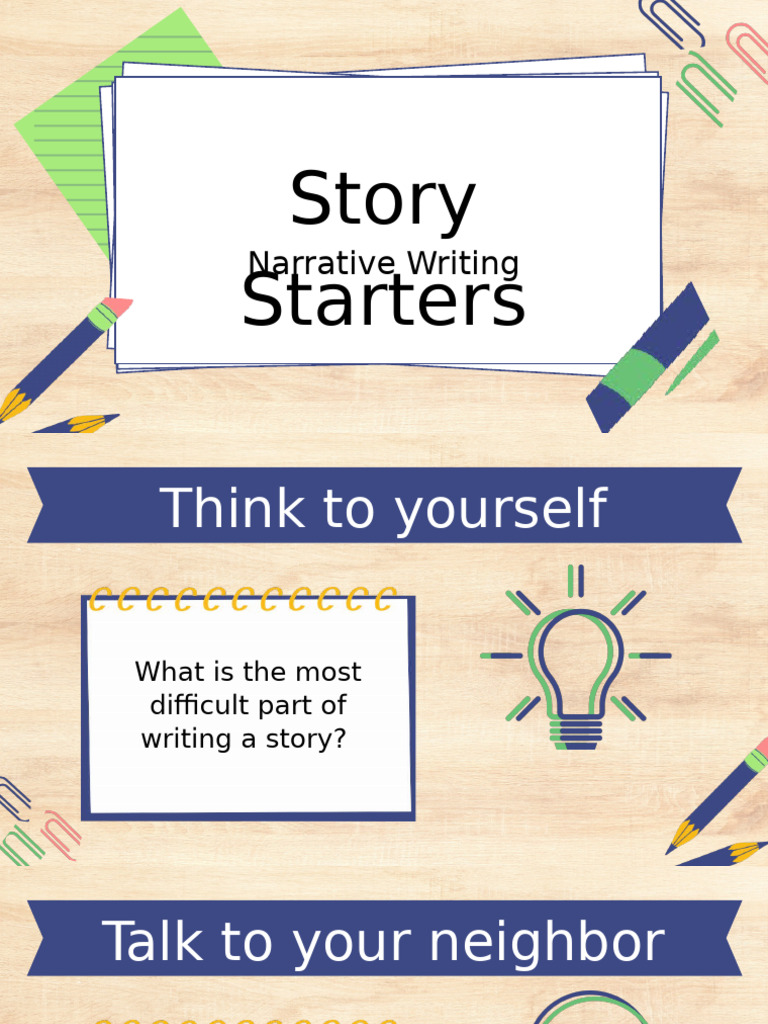 Blue and Green Narrative Writing Story Starters Education Presentation ...