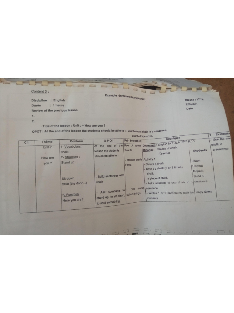 Fiche de Préparation | PDF