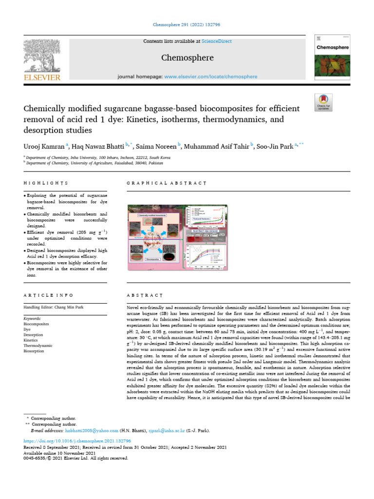 Chemically Modified Sugarcane Bagasse, FeCl3 NaBH4 Modified | PDF ...