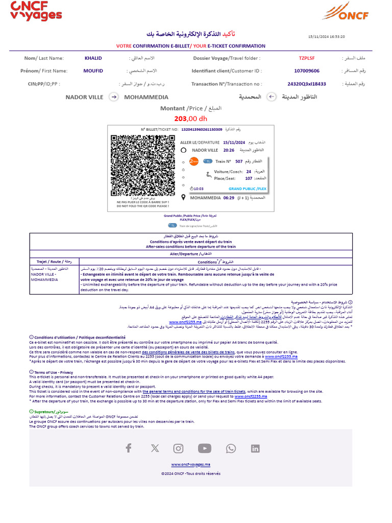 Oncf Voyages Moufid Khalid | PDF