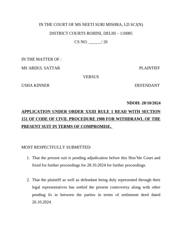 In The Court of Ms Neeti Suri Mishra | PDF | Lawsuit | Affidavit