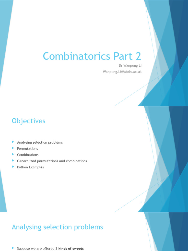 Combinatorics Part 2 (1) - Tagged | PDF | Permutation | Mathematics