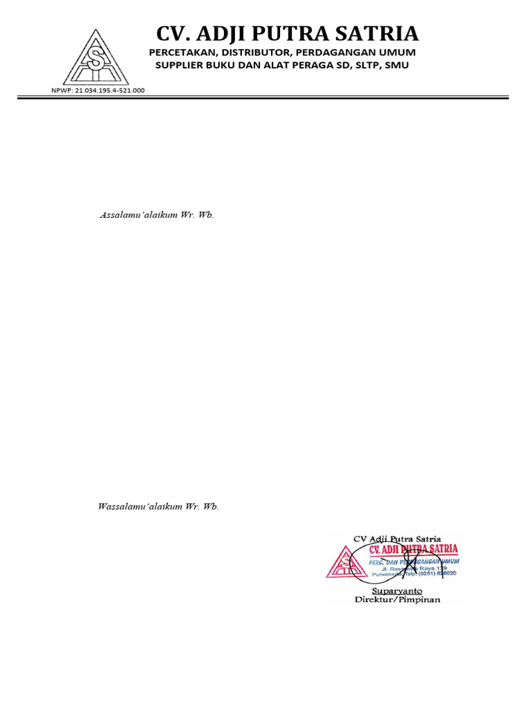 Surat Penawaran Pas Aas 1 Tapel 24 25 | PDF