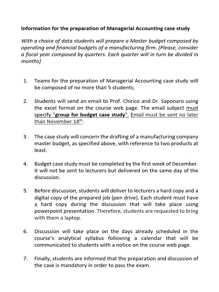 Information For The Preparation of Budget Case Study 2024 11 09 18 57 ...