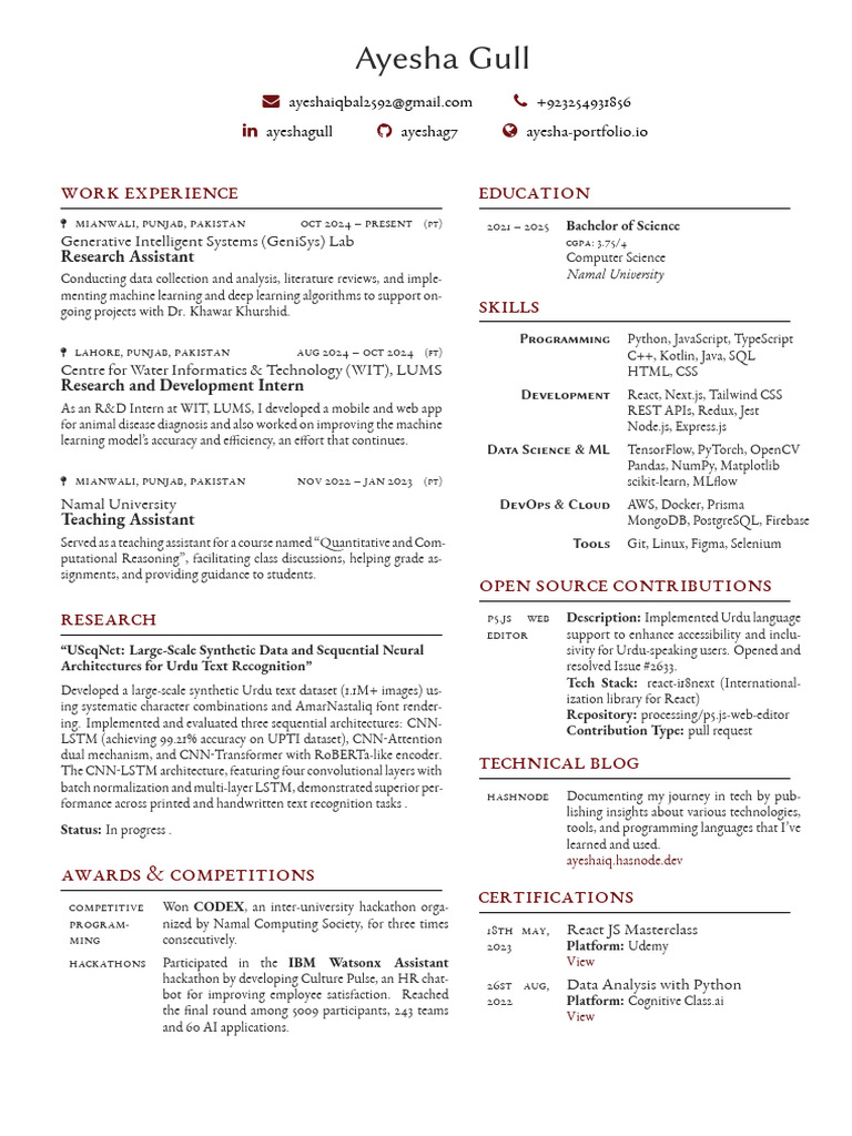 Resume Ayesha | PDF | Optical Character Recognition | World Wide Web