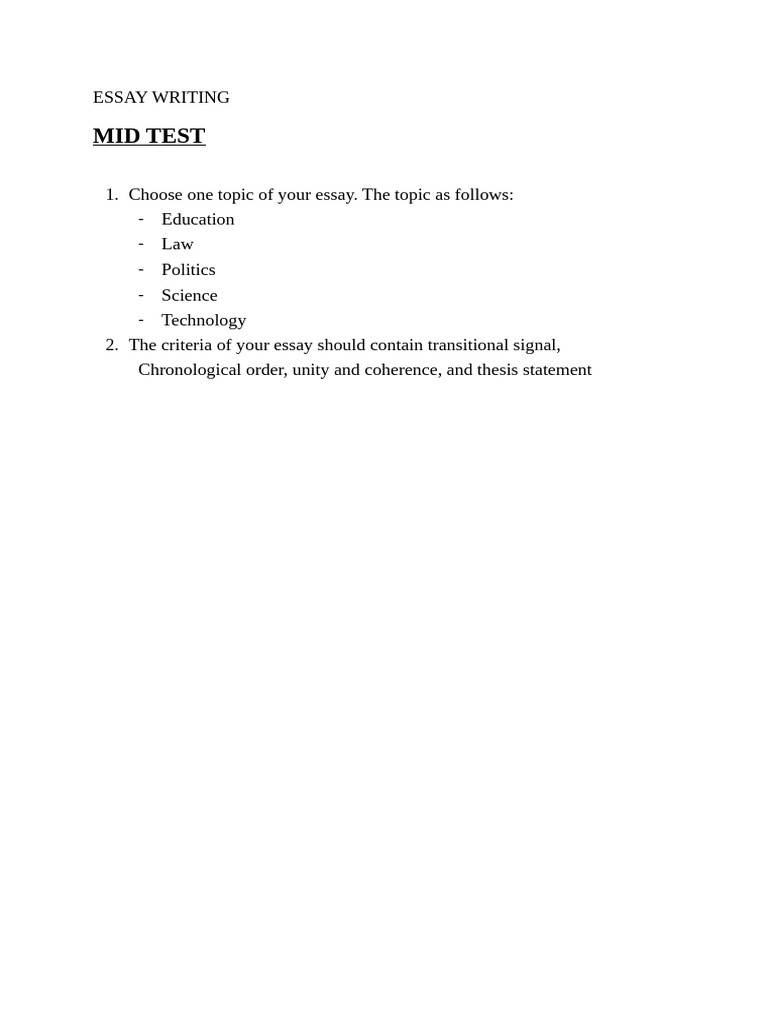 Essay Writing Mid-Test Guide | PDF