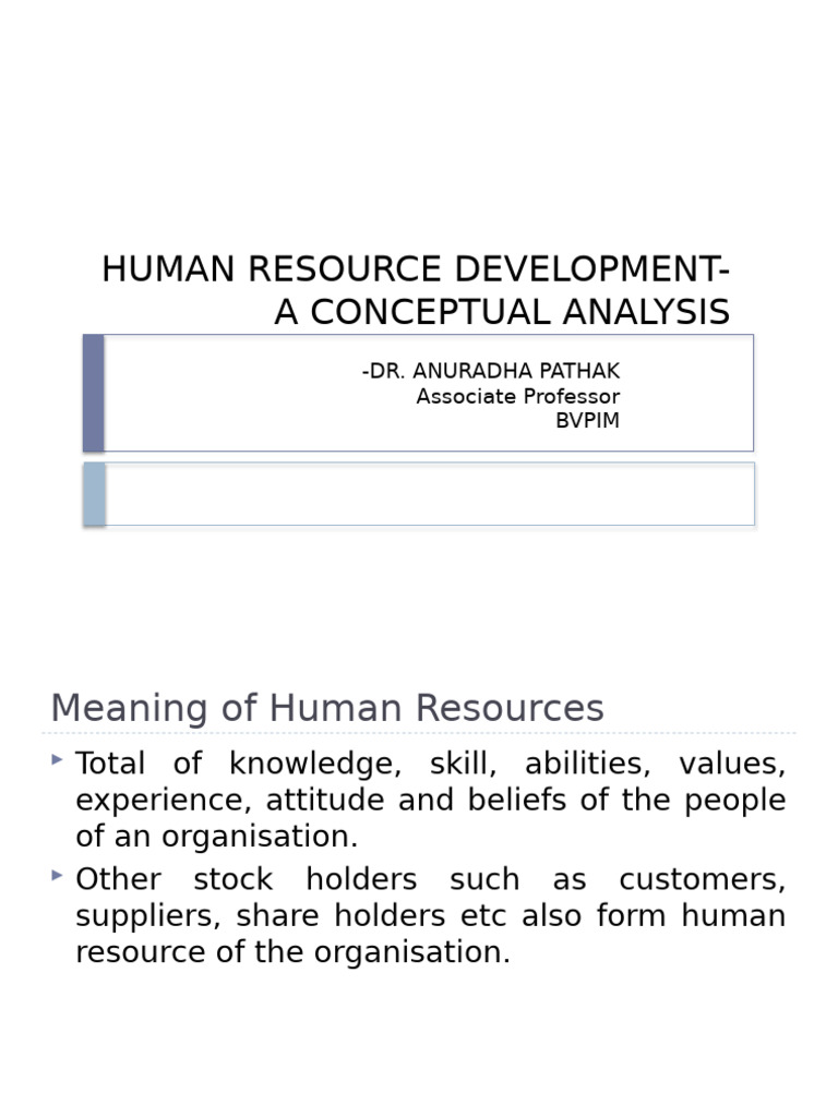 Unit 1-HUMAN RESOURCE DEVELOPMENT - A CONCEPTUAL ANALYSIS | PDF | Economies | Business