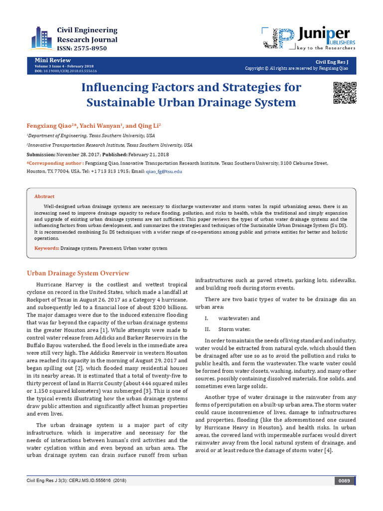 Fenxiang Qiao - Influencing Factors and Strategies For | PDF | Surface Runoff | Stormwater