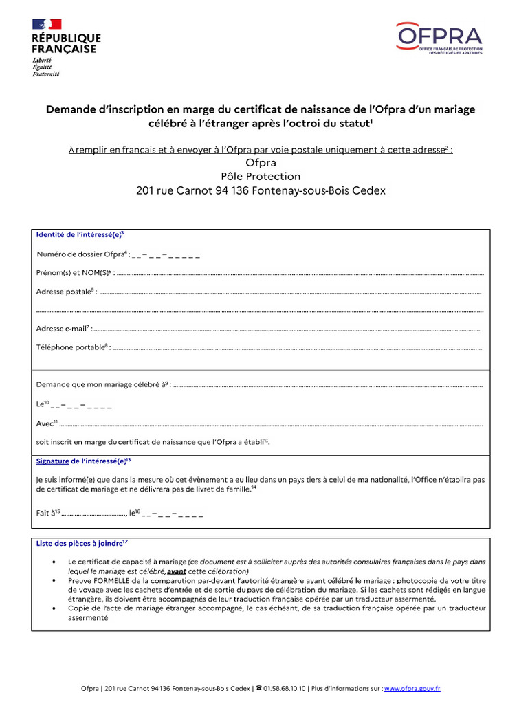 Demande D'inscription en Marge Du Certificat de Naissance de - 0 | PDF