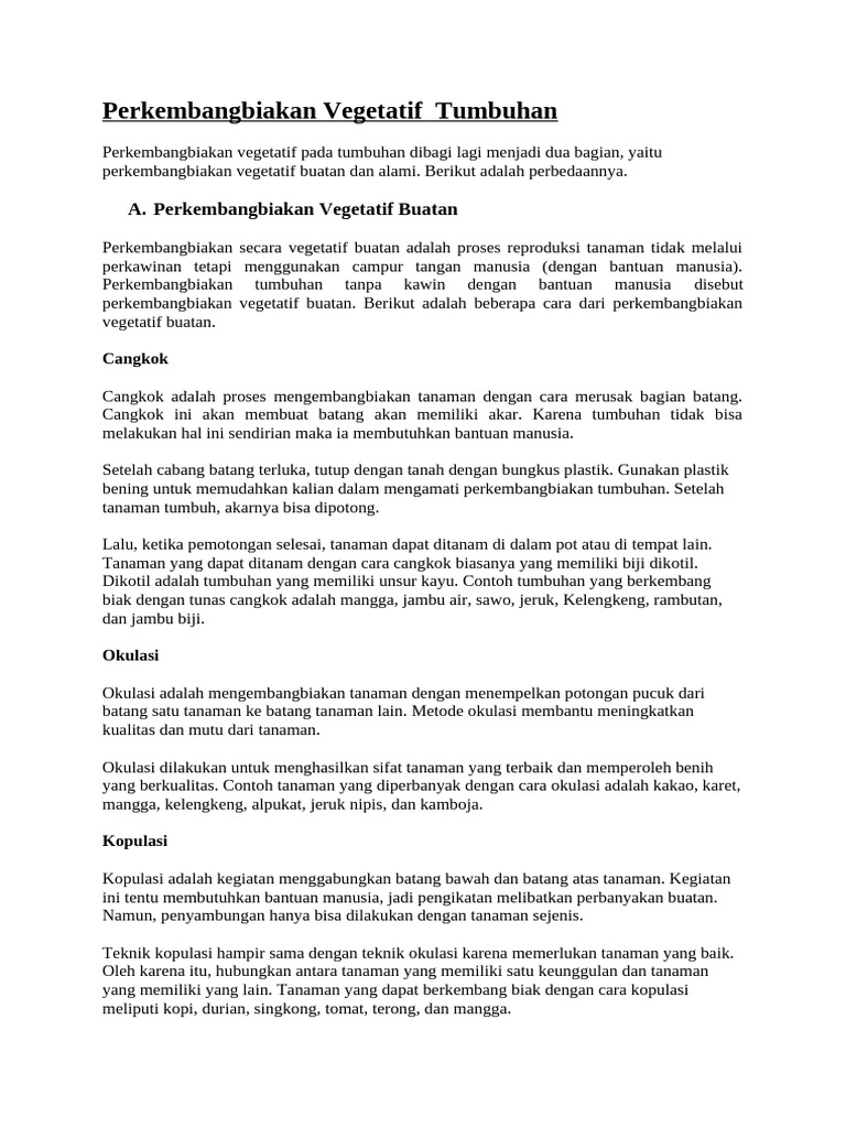 Perkembangbiakan Vegetatif | PDF