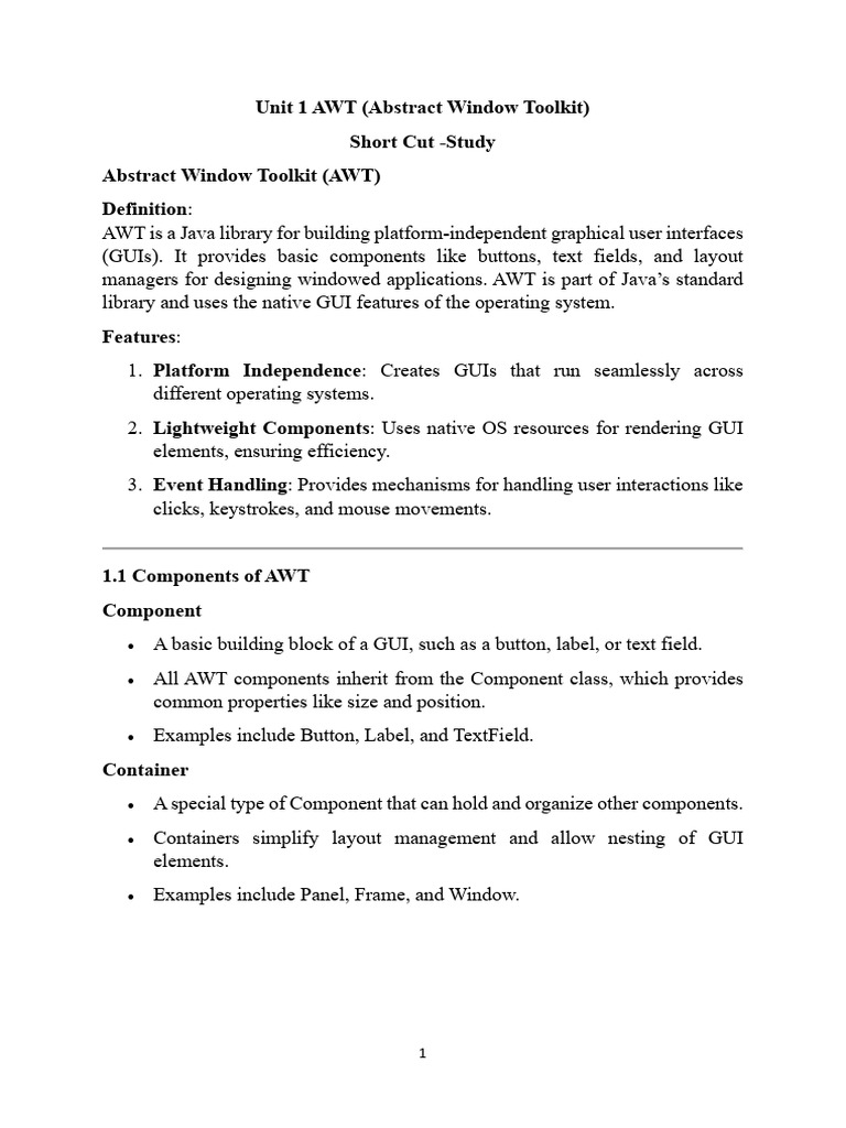 All AJP Unit ShortCut Theory | PDF | Model–View–Controller | Window (Computing)
