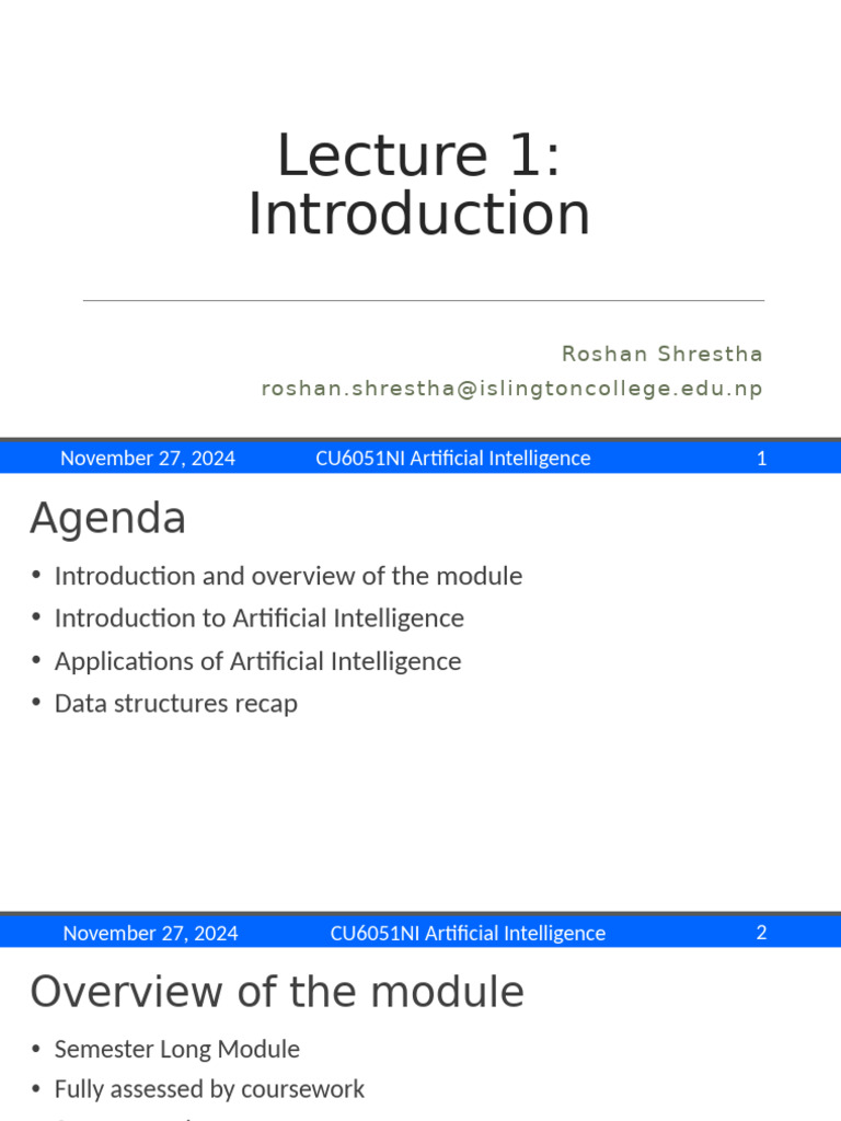 Lecture1 172124 | PDF | Artificial Intelligence | Intelligence (AI) & Semantics