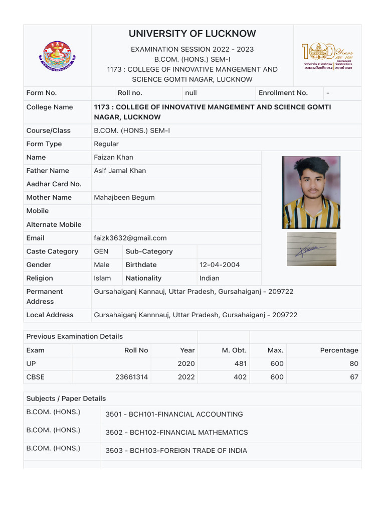 Lucknow University | PDF