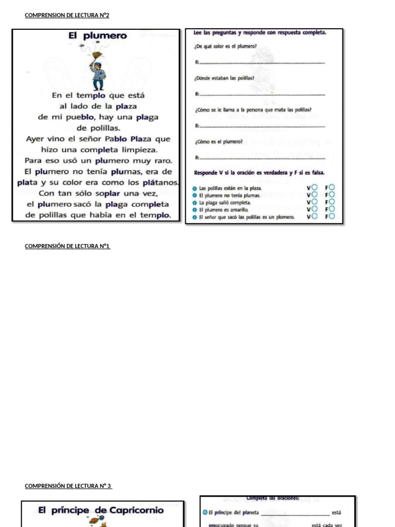 Ejercicios de Comprensión de Lectura | PDF