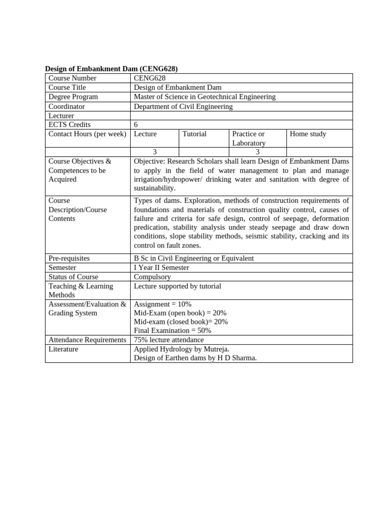 Design of Embankment Dam | PDF