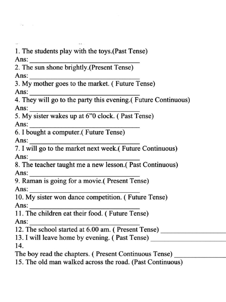 Tense Conversion Exercises | PDF