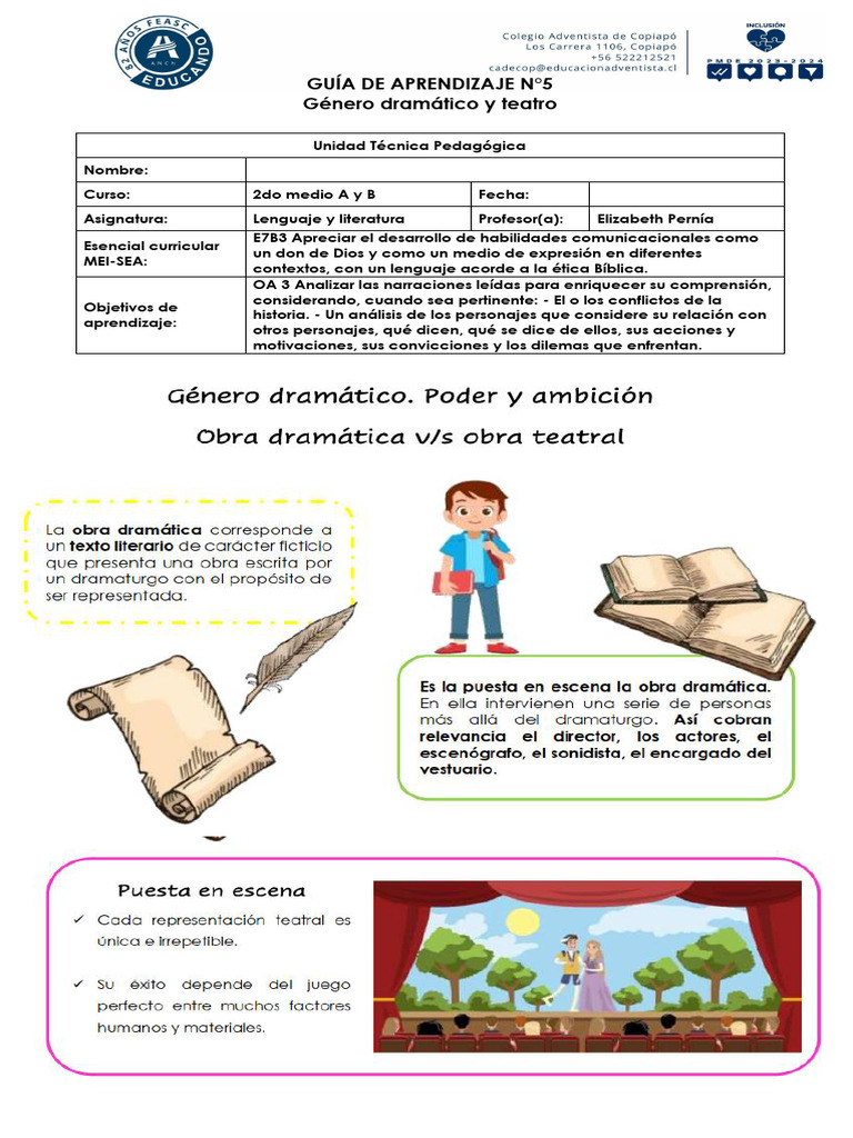 Actividad Obra Dramatica V S Obra Teatral | PDF | Teatro