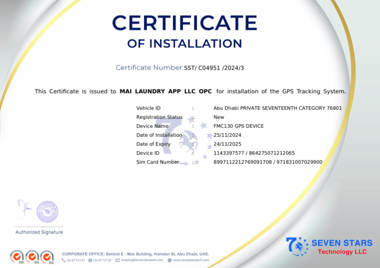 76801-Installation Certificate | PDF