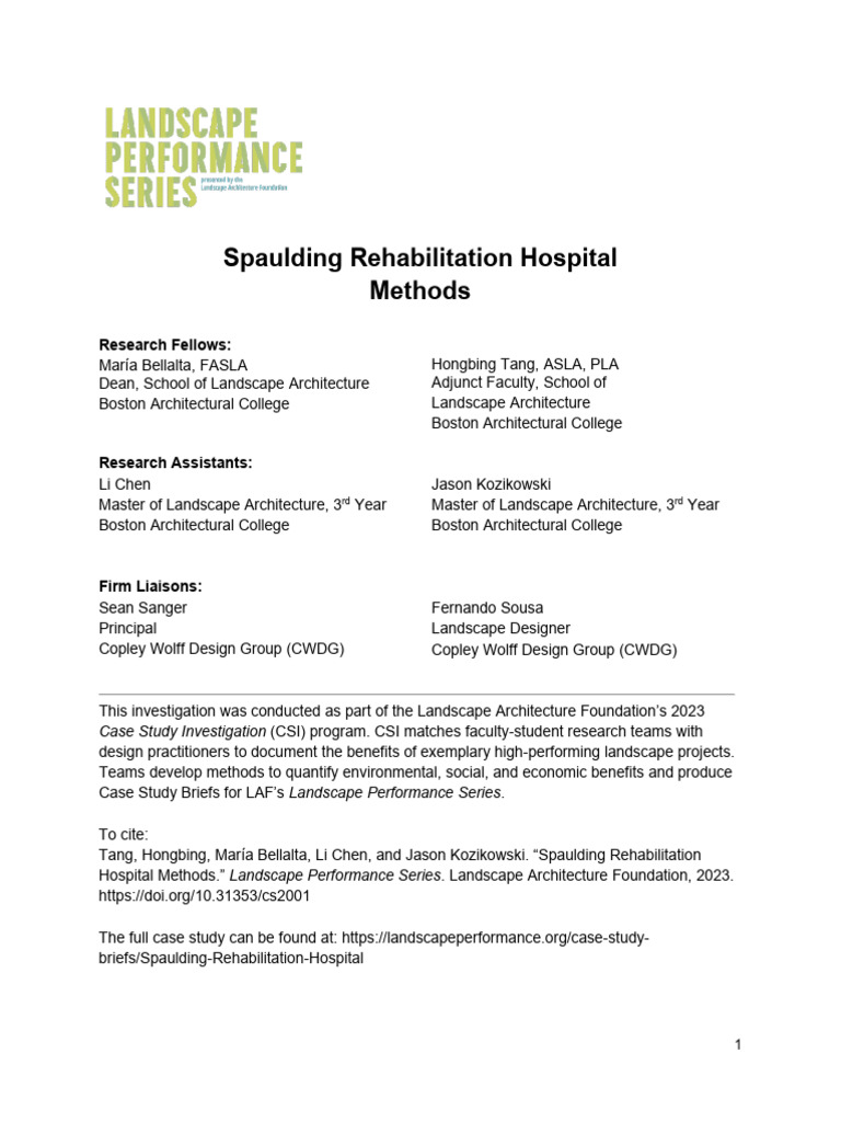 Spaulding Rehabilitation Hospital Methods | PDF | Charlestown | Surface ...