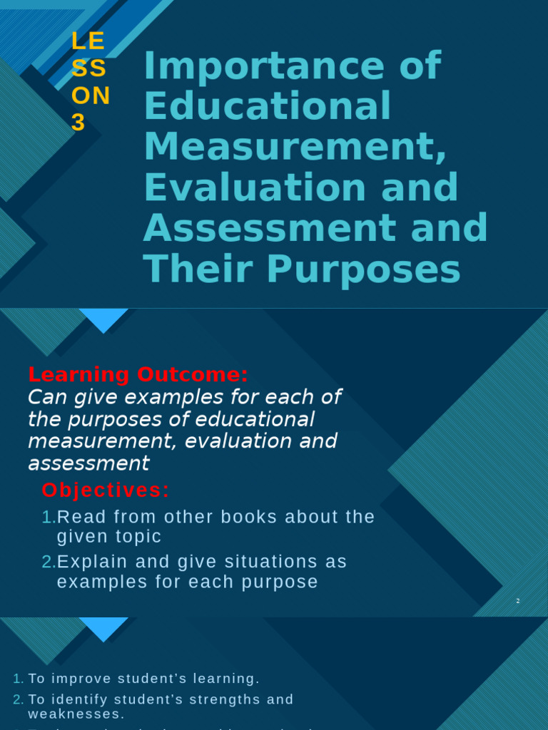 L34 Importance of Educational Measurement Evaluation and Assessment ...