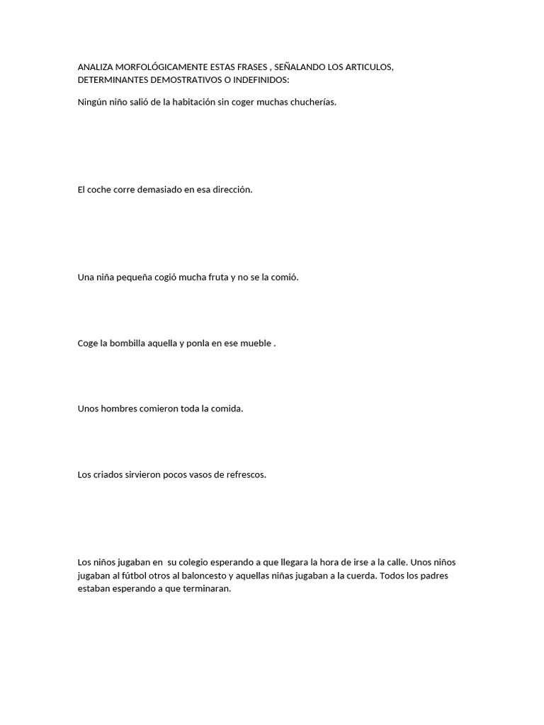 Análisis morfológico de frases en español | PDF