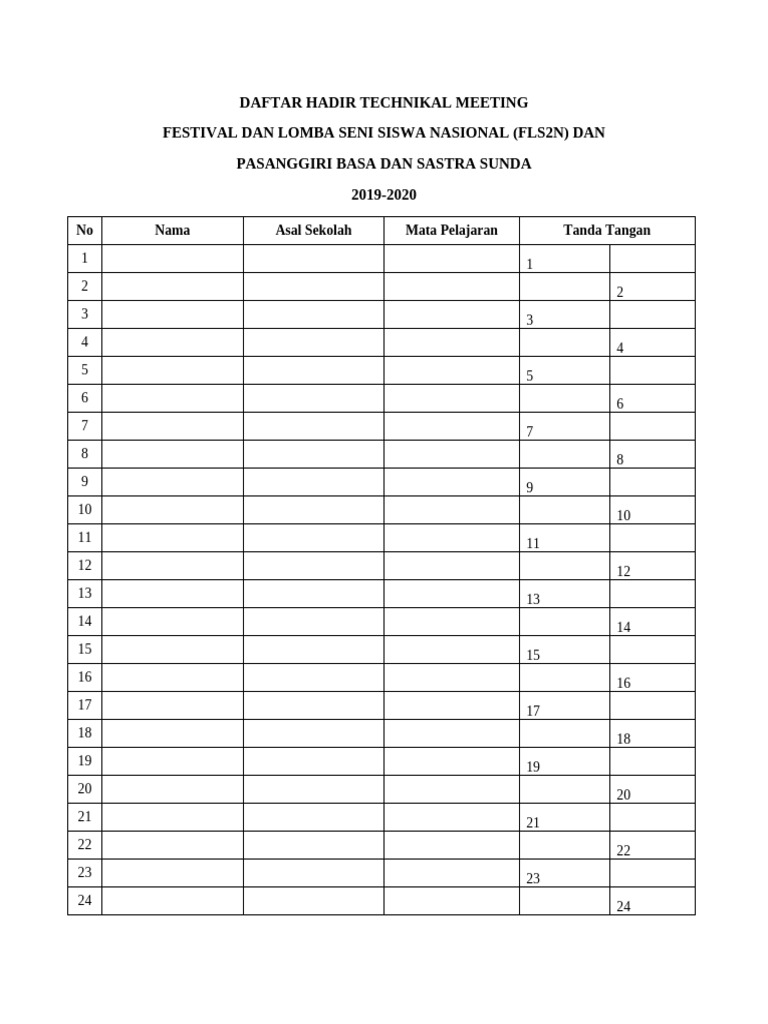 Daftar Hadir Tehnikal Meeting | PDF