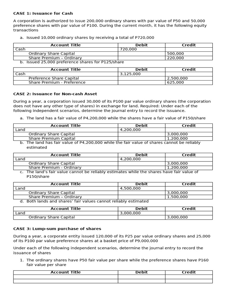 Corporate Share Transactions Guide | PDF | Debits And Credits ...