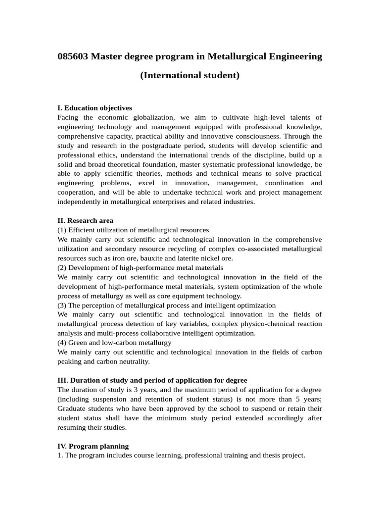 Silabus Master Degree Program of Metallurgy Engineering | PDF | Thesis ...