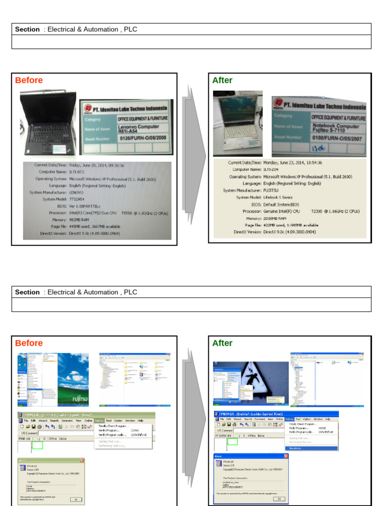 Form Before After KAizen Laptop Program | PDF