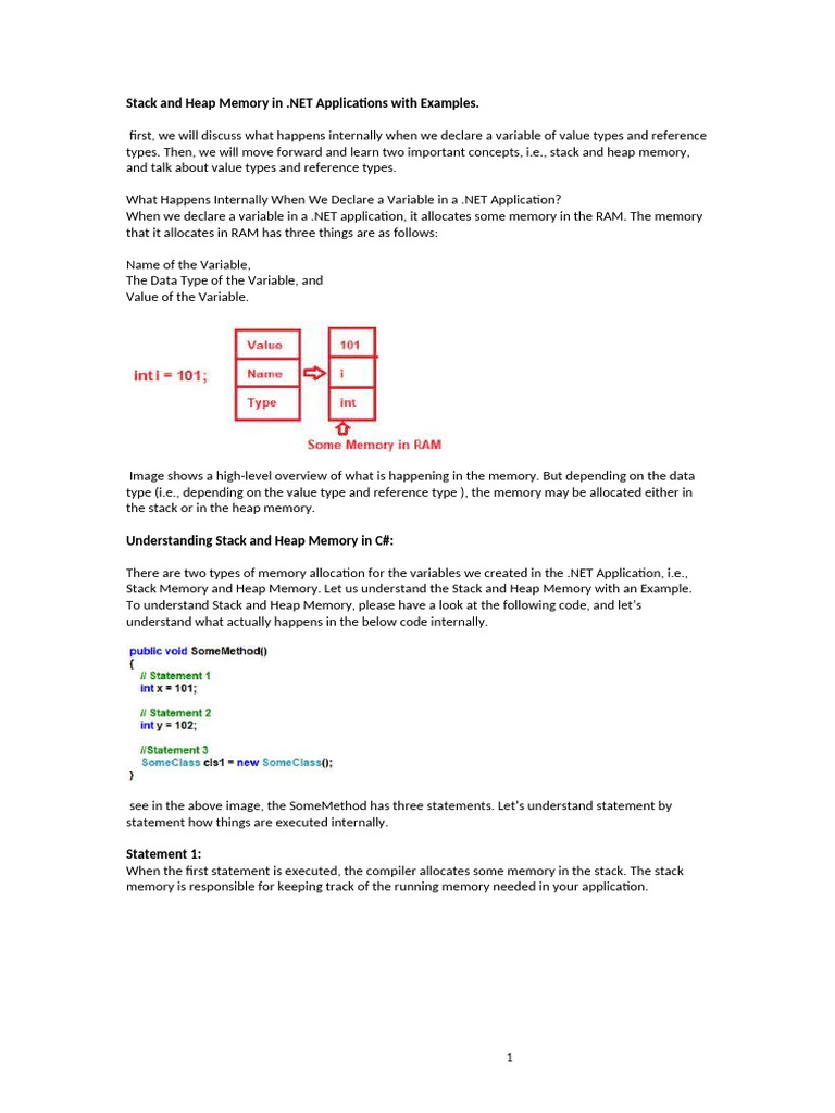 Stack and Heap Memory in | PDF | Variable (Computer Science) | Pointer (Computer Programming)