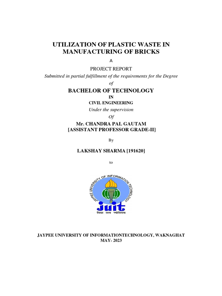 Utilization of Plastic Waste in Manufacturing of Bricks | PDF | Plastic ...