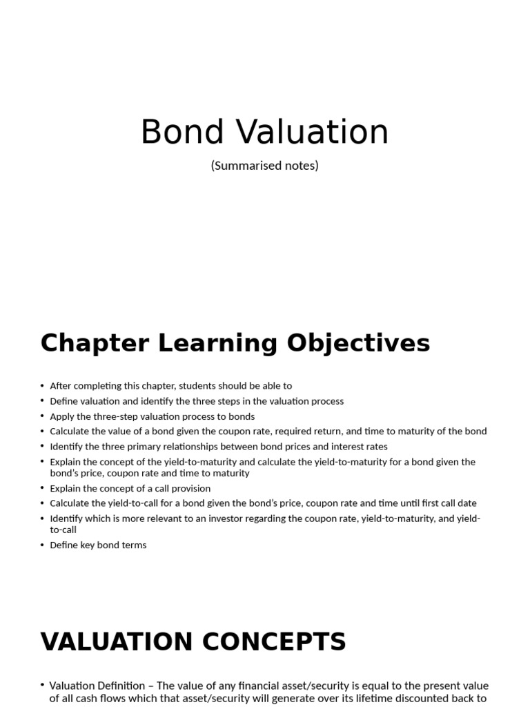 Summarised Note - Bond Valuation | PDF | Credit Rating | Bonds (Finance)