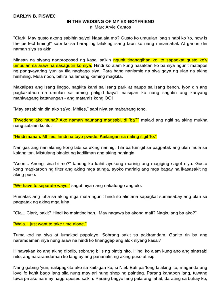 Kasal NG Ex Boyfriend | PDF