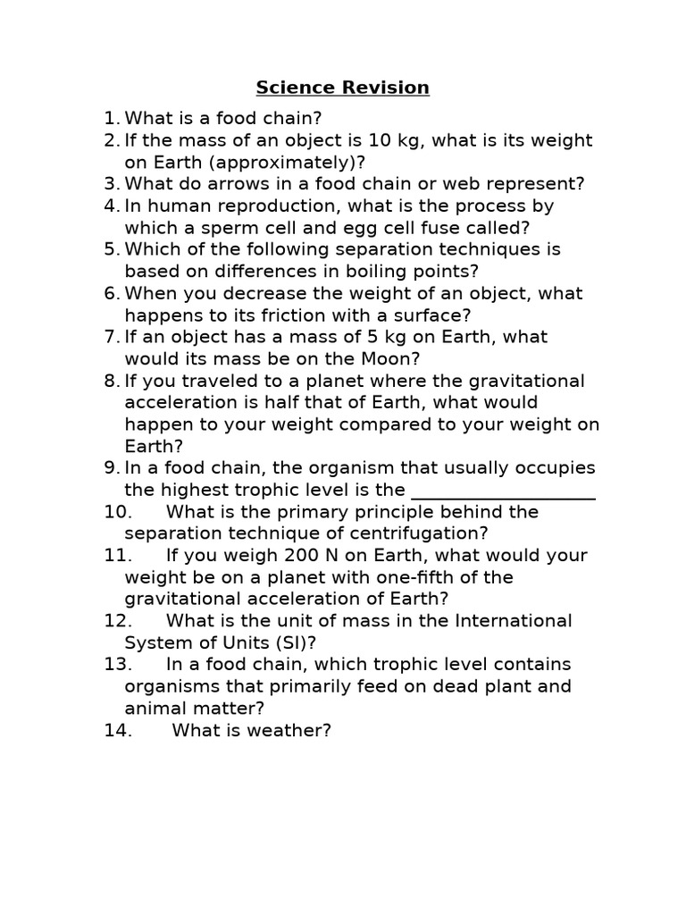 SCIENCE Revision | PDF